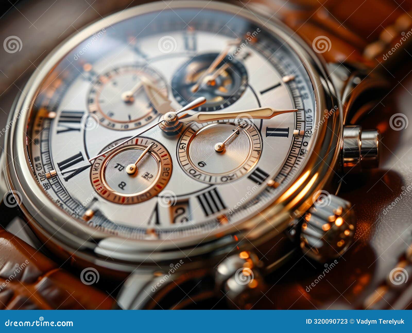 Luxury Watch: Luxury Watch with Leather Strap and Roman Numerals Stock Image - Image of wrist ...