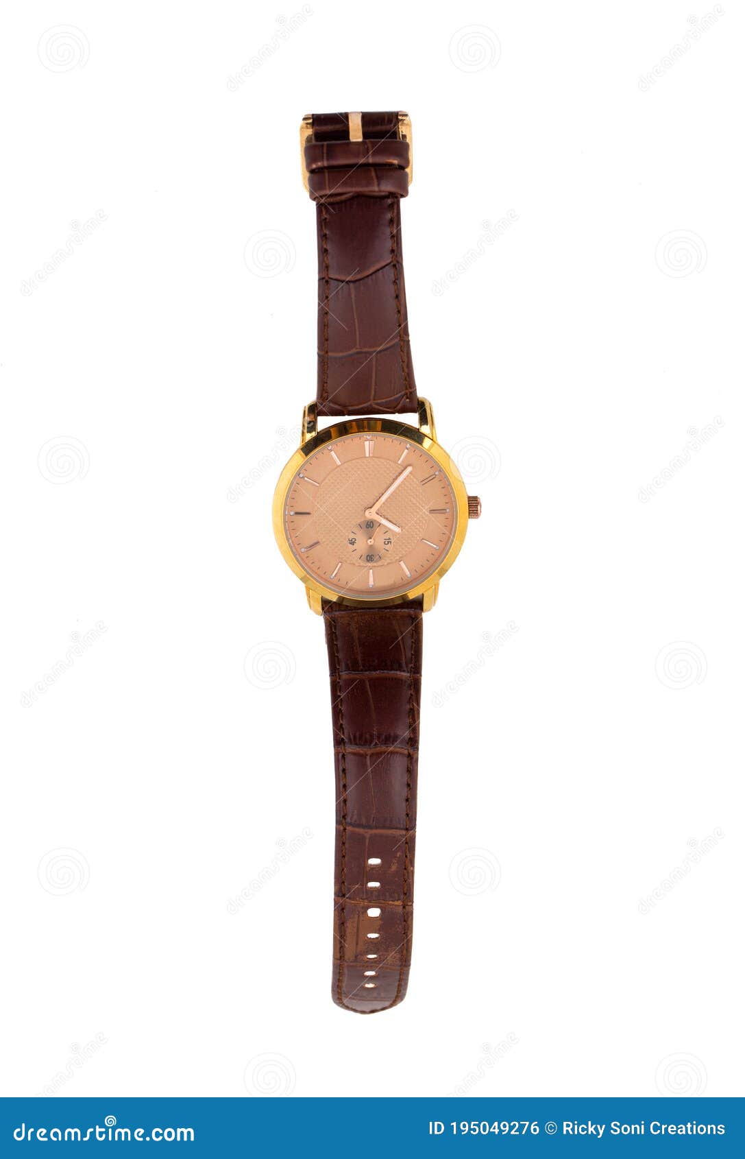 Luxury Watch with a Leather Strap on White Background Stock Photo ...