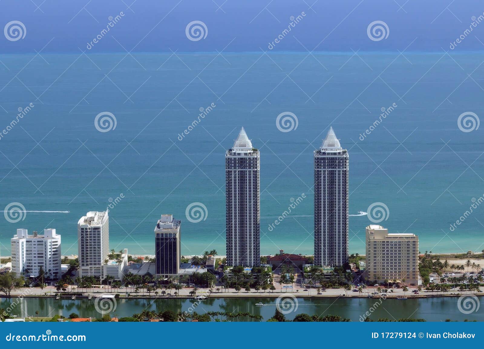 Luxury waterfront towers stock photo. Image of beachfront - 17279124