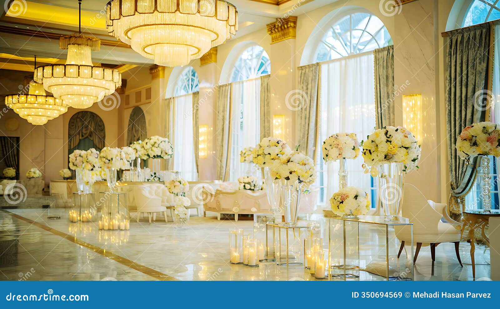 Luxury Wedding Banquet Hall Interior Design Stock Illustration ...