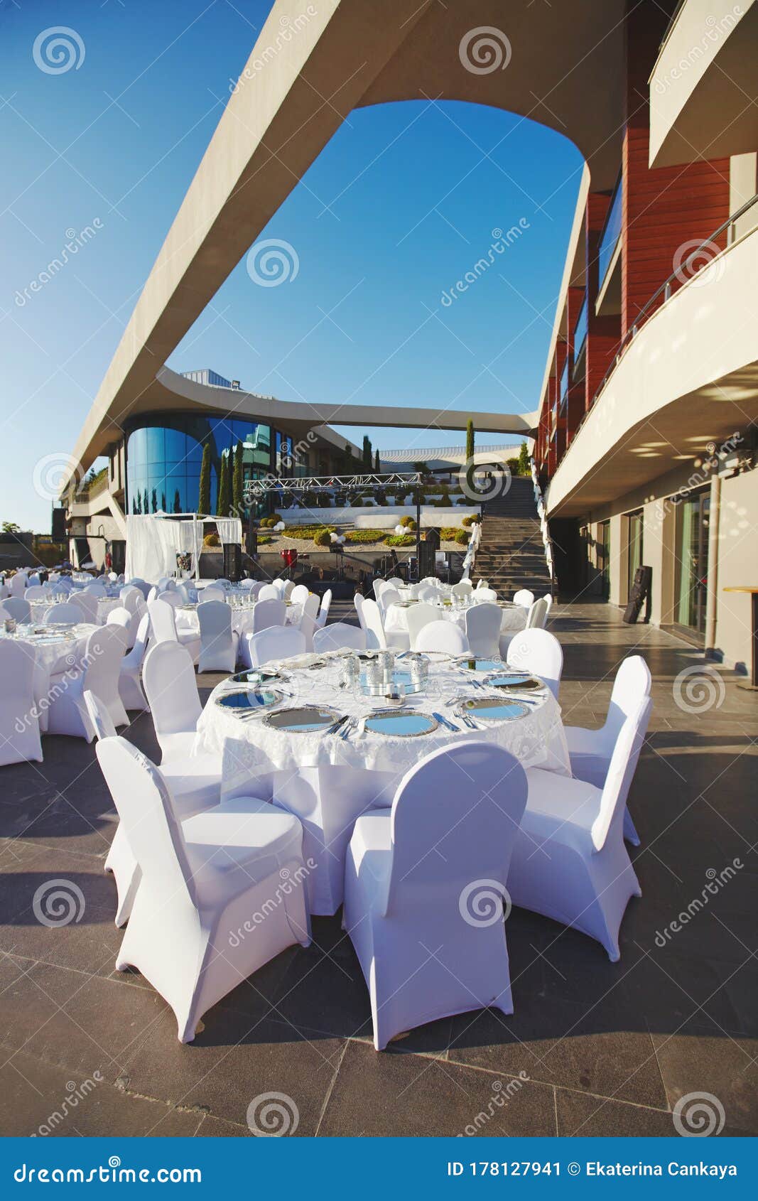 Luxury Wedding Decorated Round Tables Stock Image - Image of rich ...