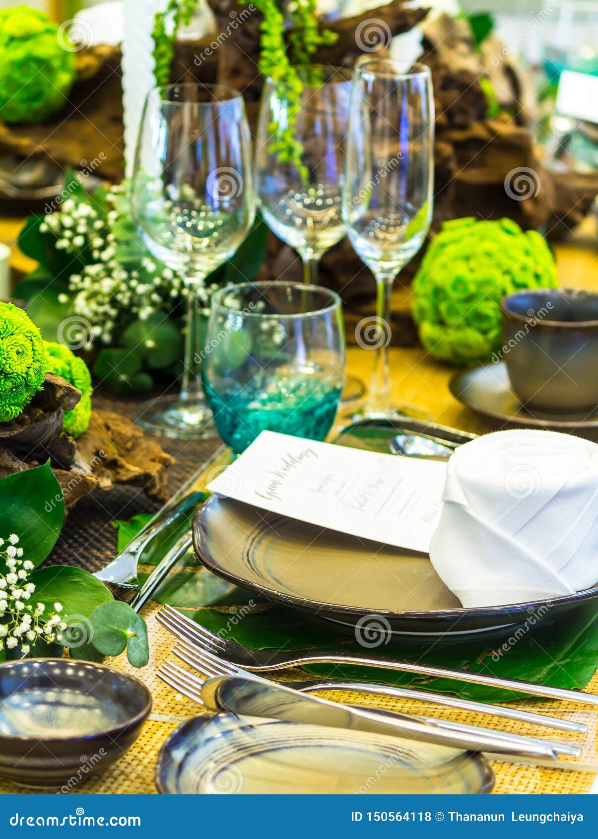 Luxury Wedding Party Dinner Table Setting Concept Stock Photo - Image ...