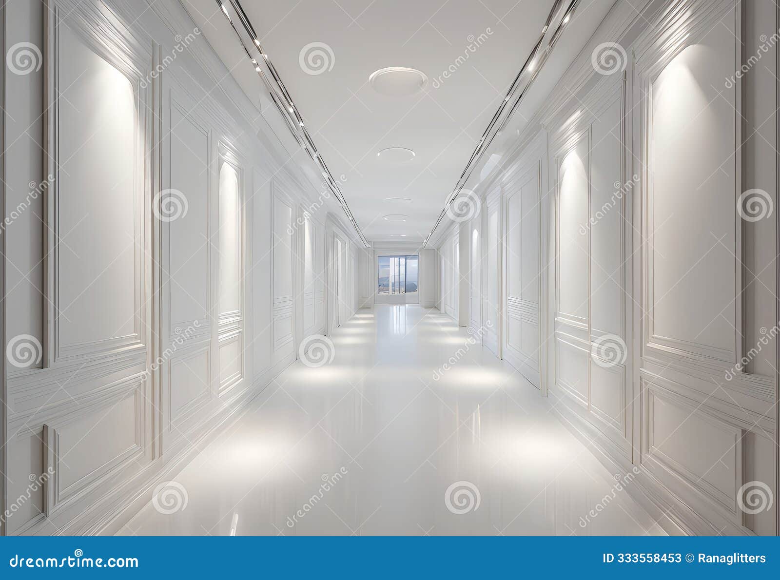 Luxury White Empty Hall with White Walls, Ceiling, and White Lights ...