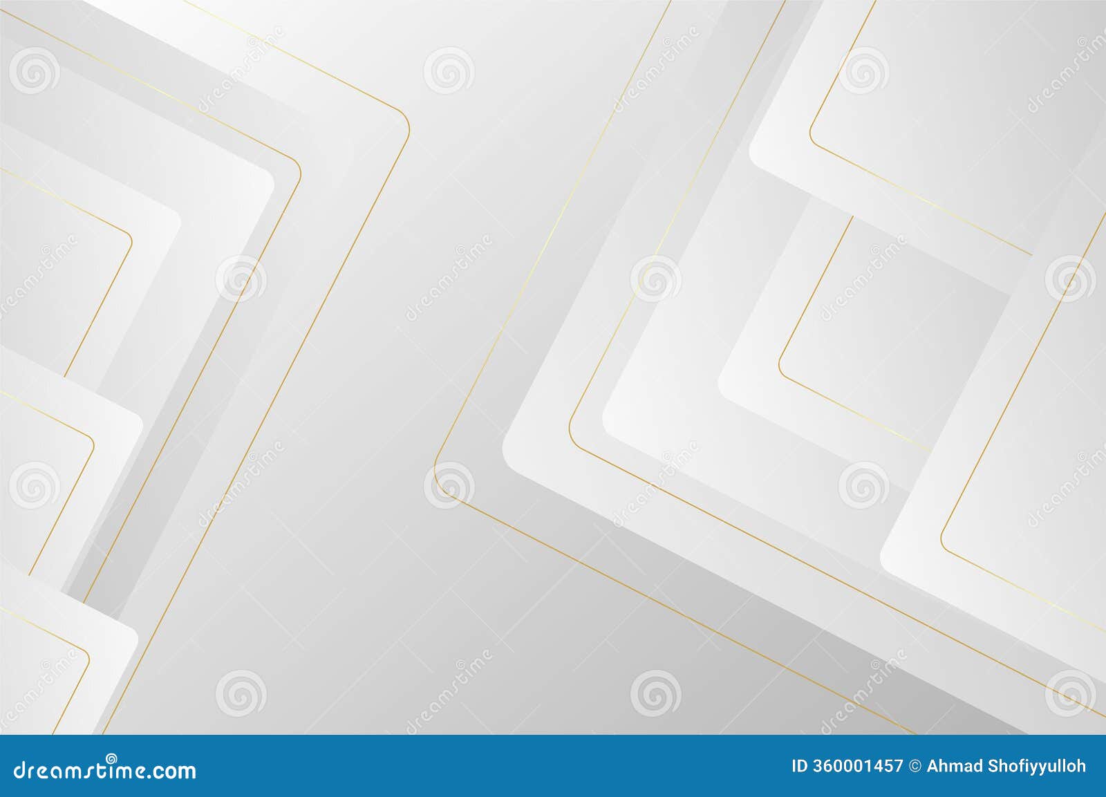 Luxury White Grey Rounded Rectangle Shape Background with Gold Line ...