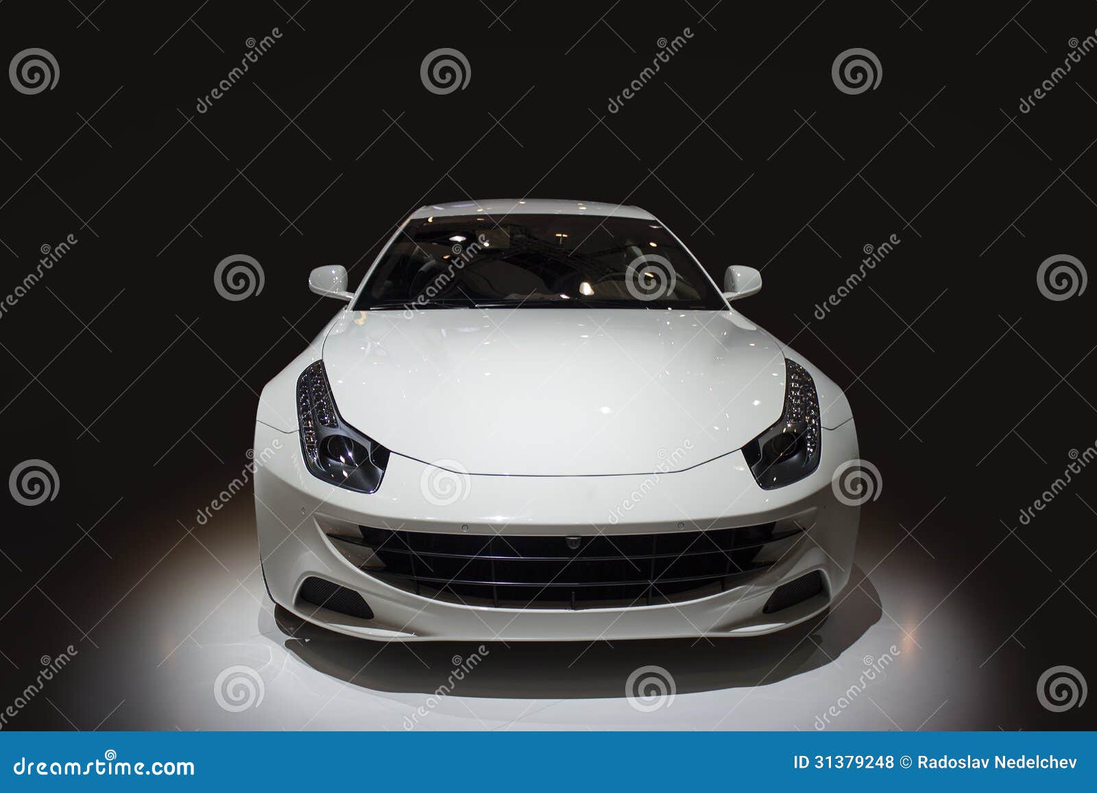 Luxury White Sport Car Front View Stock Photo - Image of horsepower ...