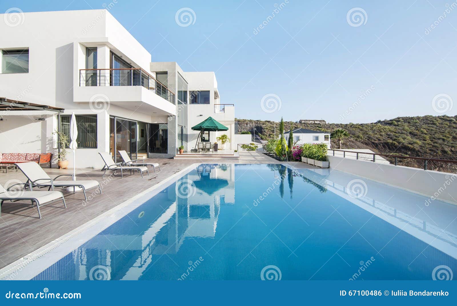 Luxury White Villa with Swimming Pool Stock Photo - Image of fresh ...