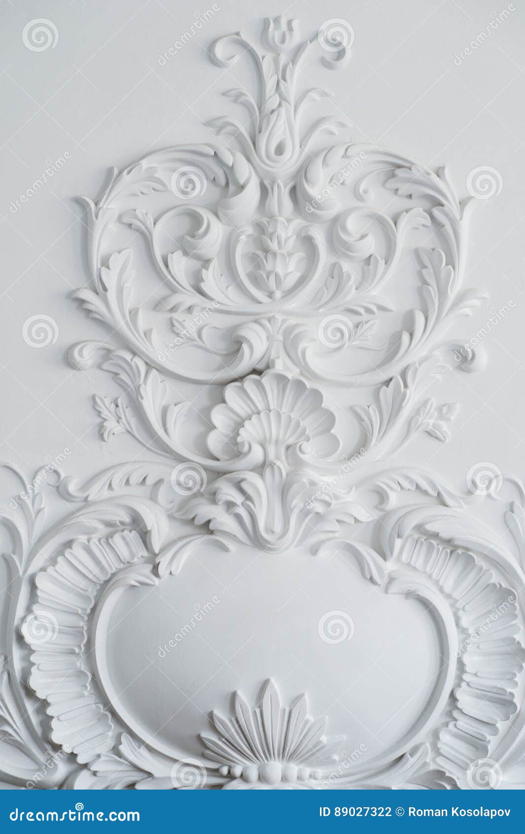Luxury White Wall Design Bas-relief with Stucco Mouldings Roccoco ...