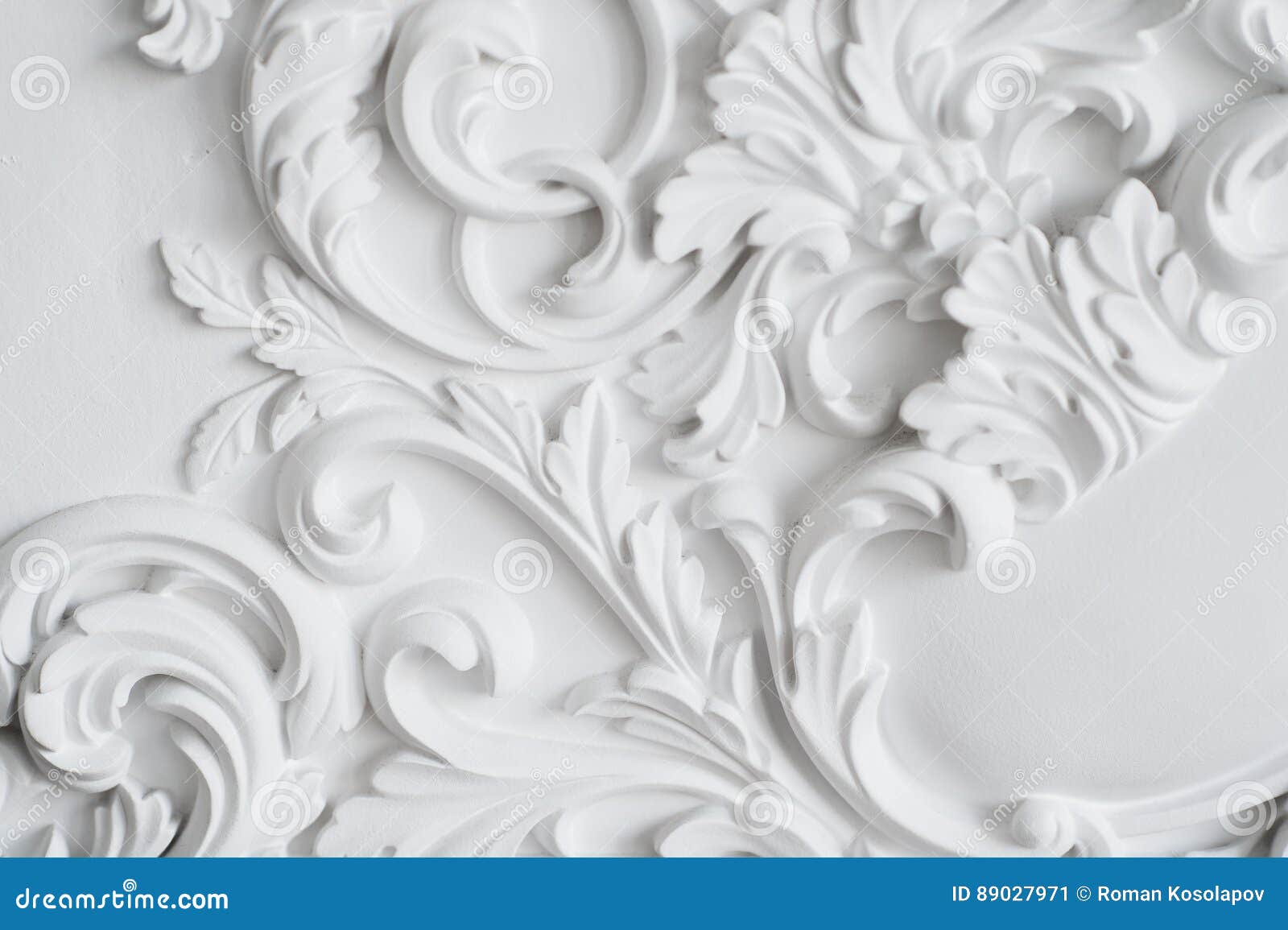 Luxury White Wall Design Bas-relief with Stucco Mouldings Roccoco ...