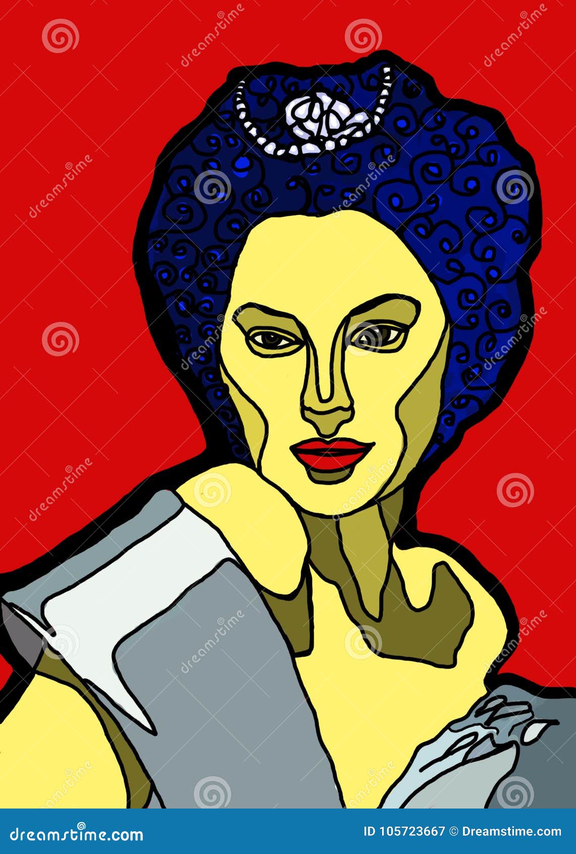 Luxury Woman In A Blue Dress Stock Illustration Illustration Of