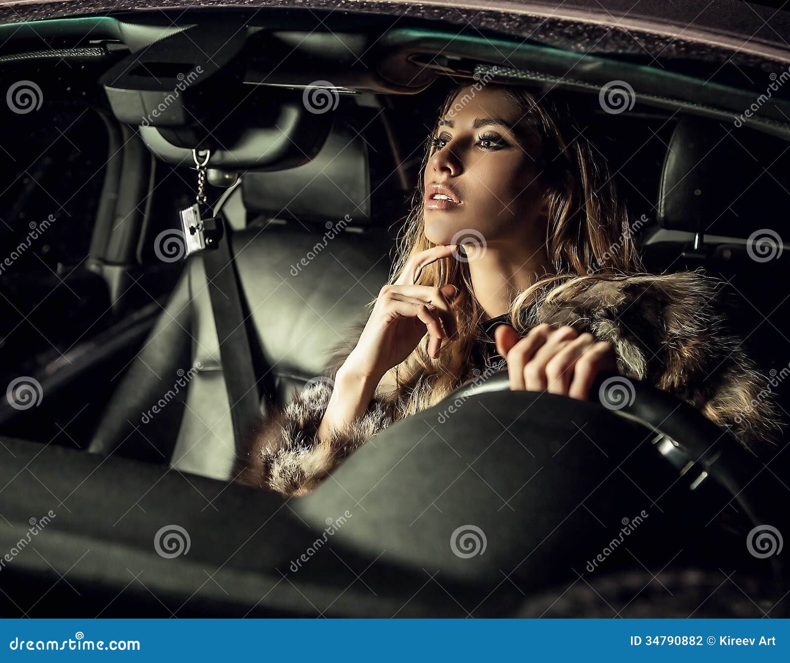 Luxury woman in a car. stock photo. Image of drive, freedom - 34790882