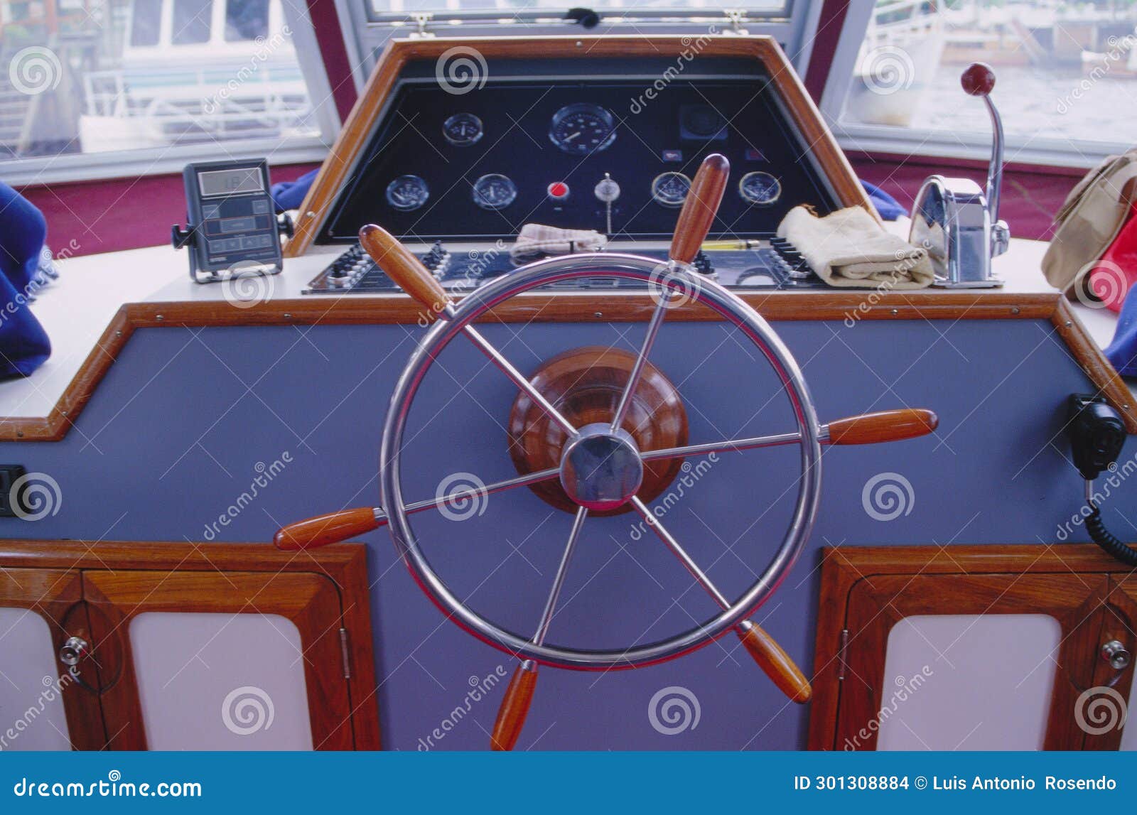 Luxury yacht helmsman stock photo. Image of wood, argentina - 301308884
