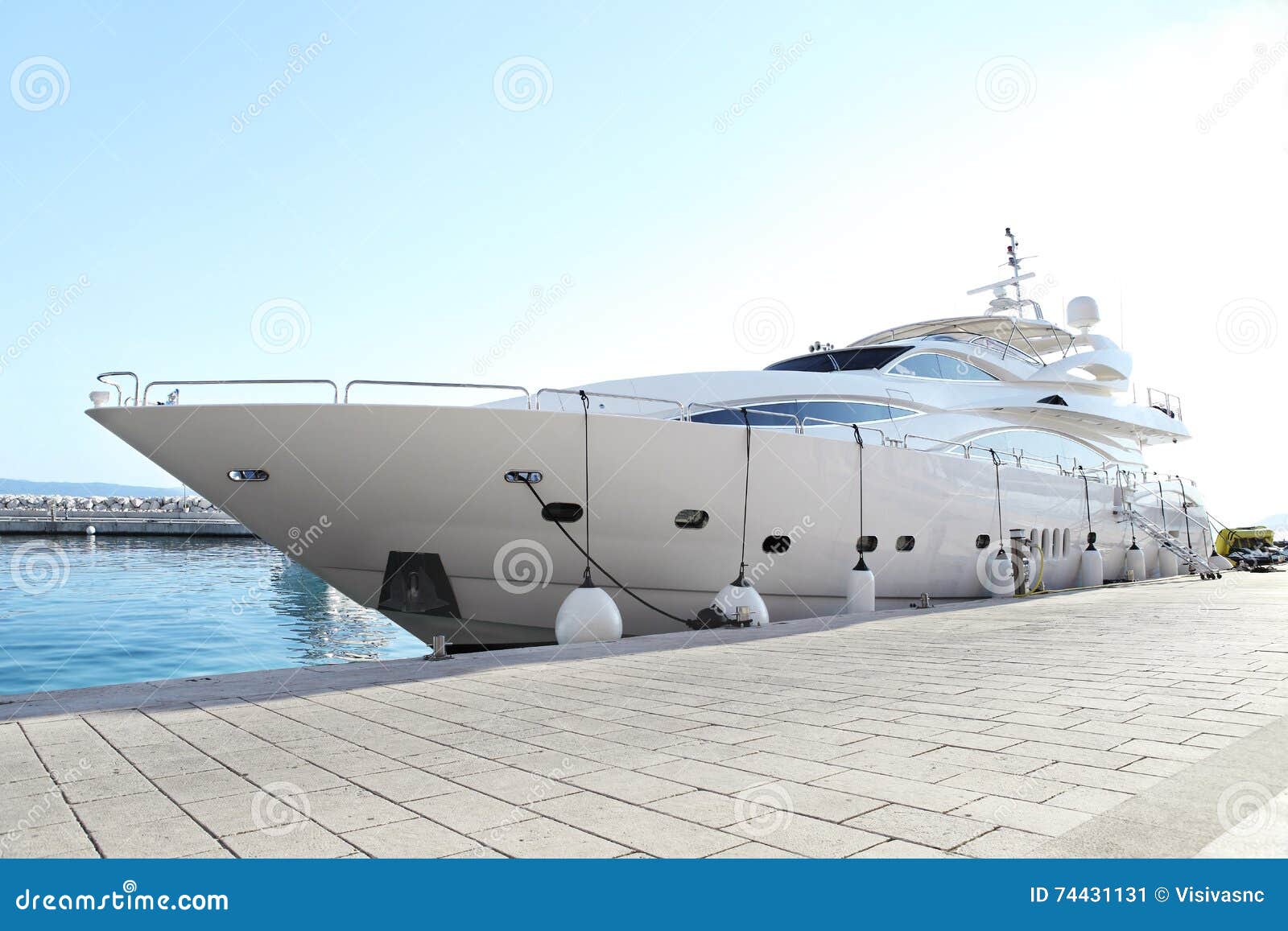 Luxury Yacht Parked at Dock Stock Image - Image of motor, comfortable ...