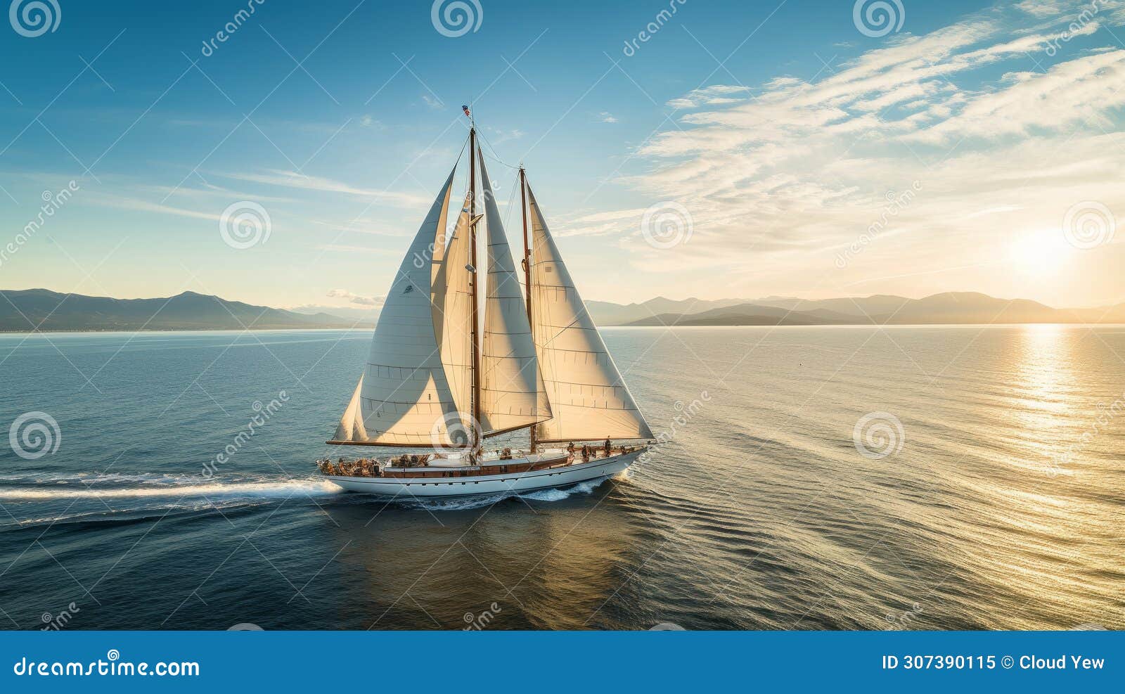A Luxury Yacht Sailing on Calm Waters Stock Illustration - Illustration ...