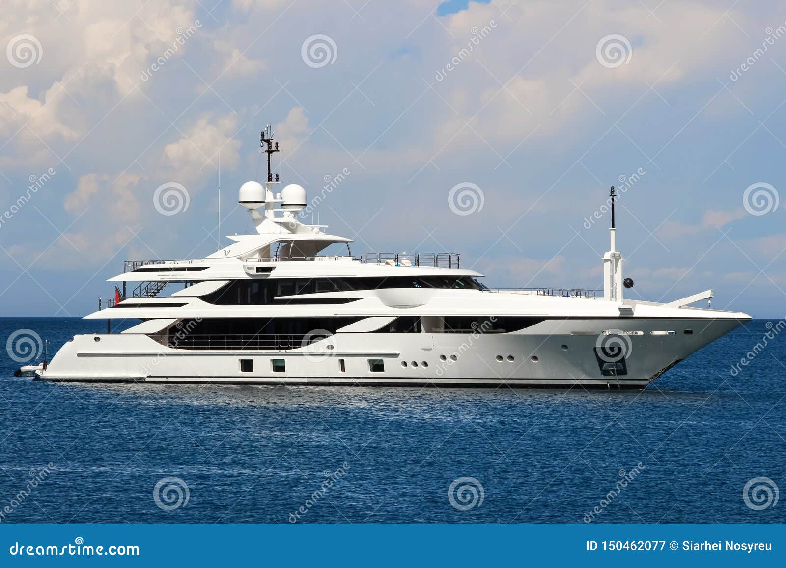 Luxury Yacht Sails at the Sea, Side View Stock Image - Image of cloud ...