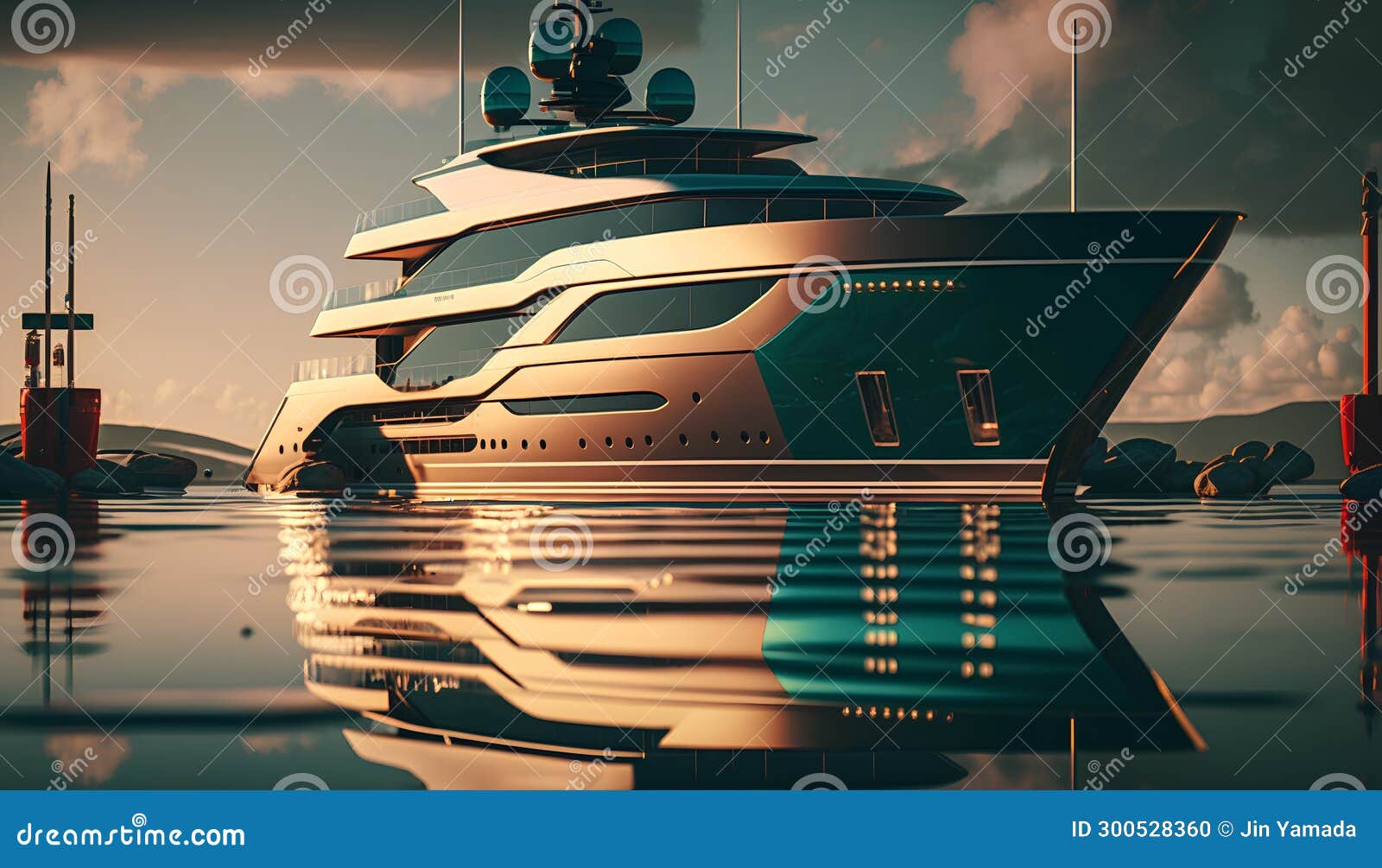 Luxury Yacht in the Sea. 3d Rendering Toned Image Stock Illustration ...