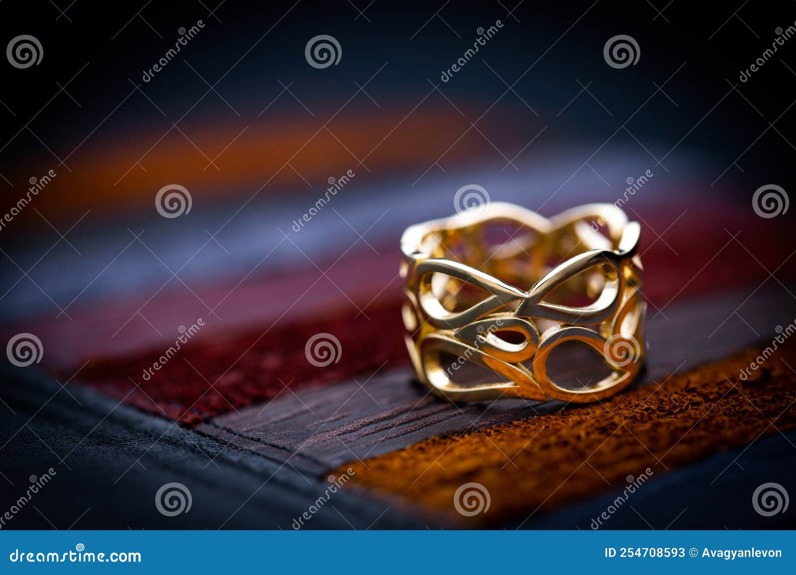 Luxury Yellow Gold Ring on Leather Background Stock Image - Image of ...