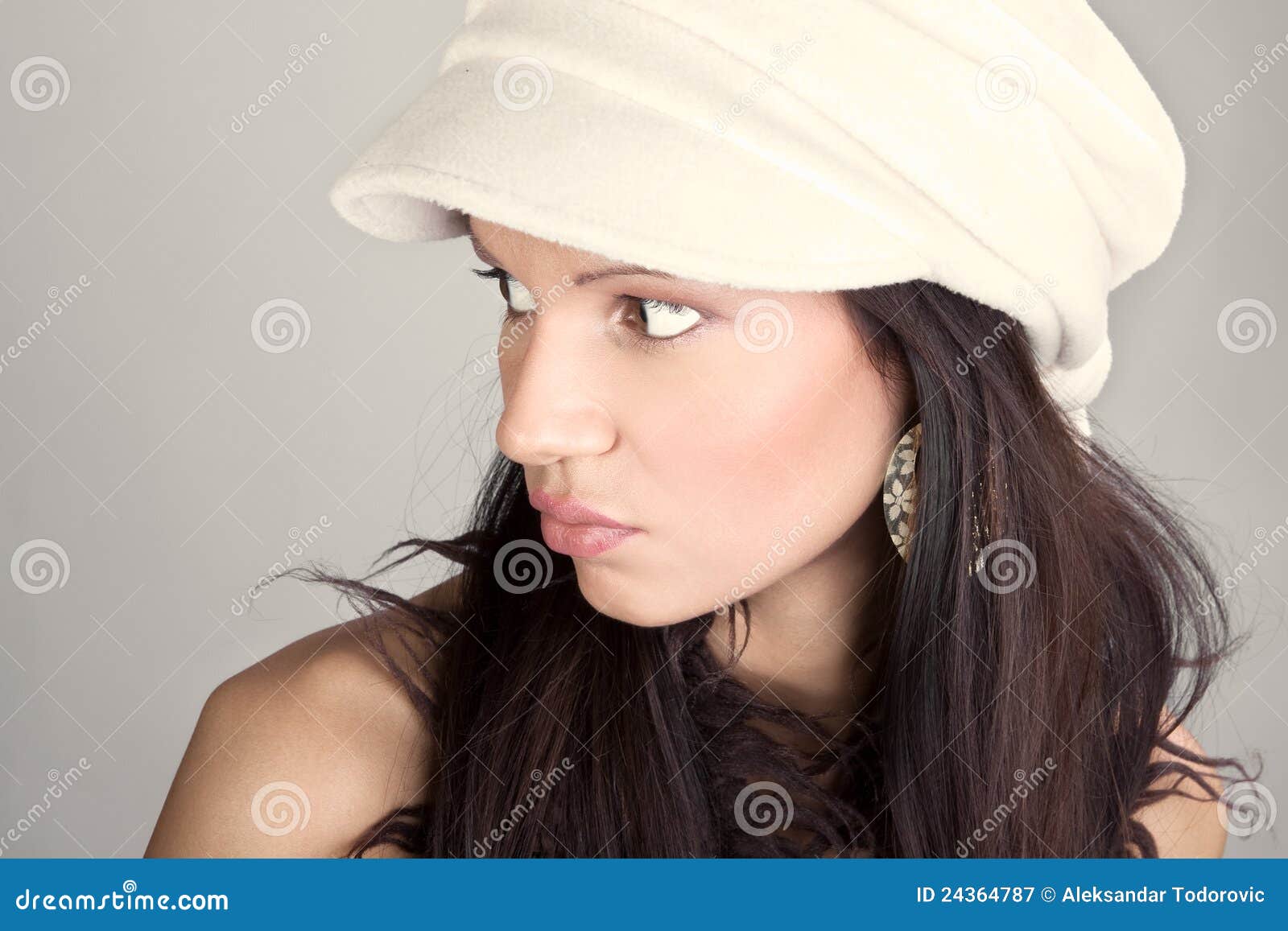 Luxury Young Woman with Cap Stock Image - Image of lady, brunette: 24364787