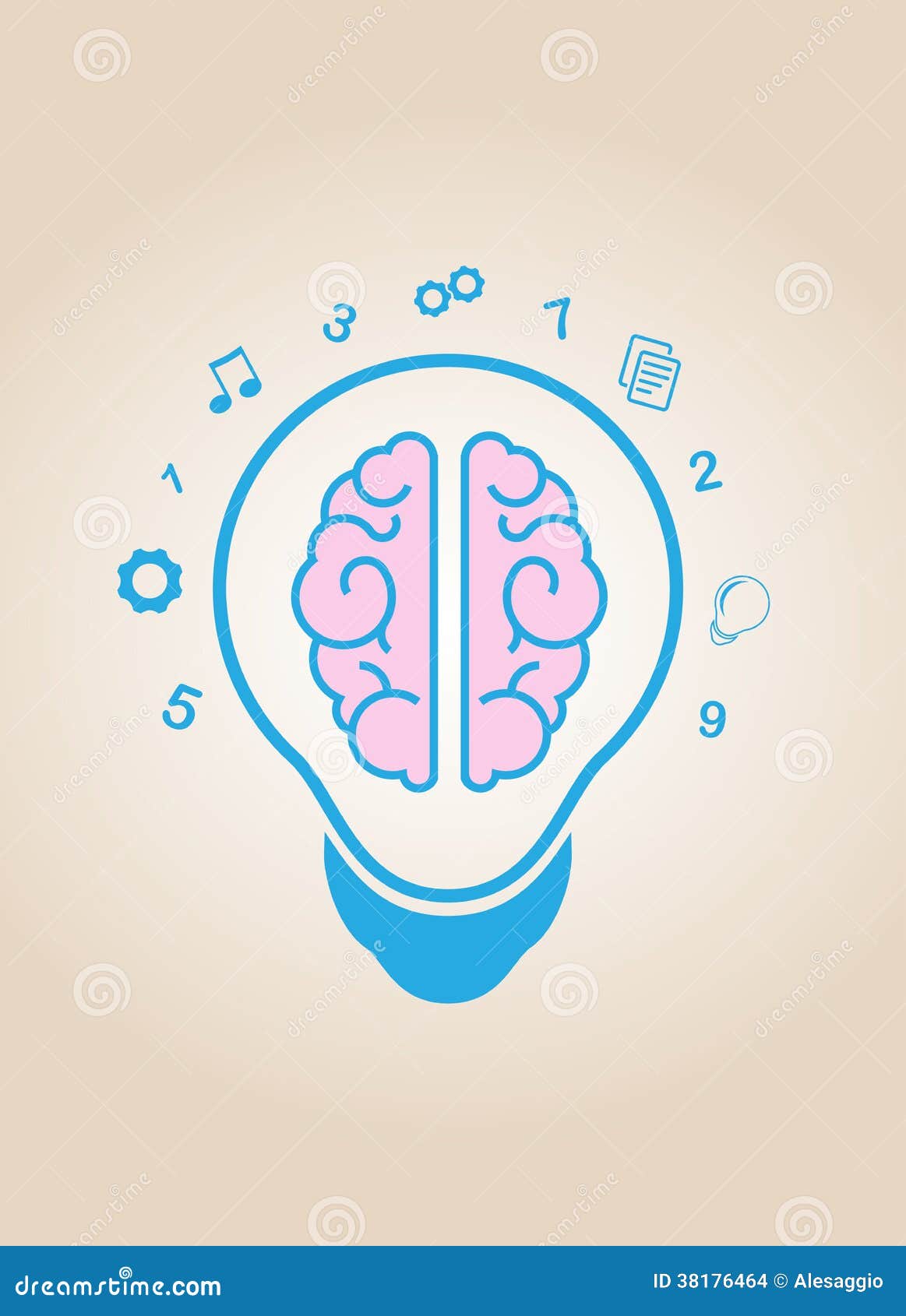 Luz de bulbo del cerebro ilustración del vector. Ilustración de materia ...