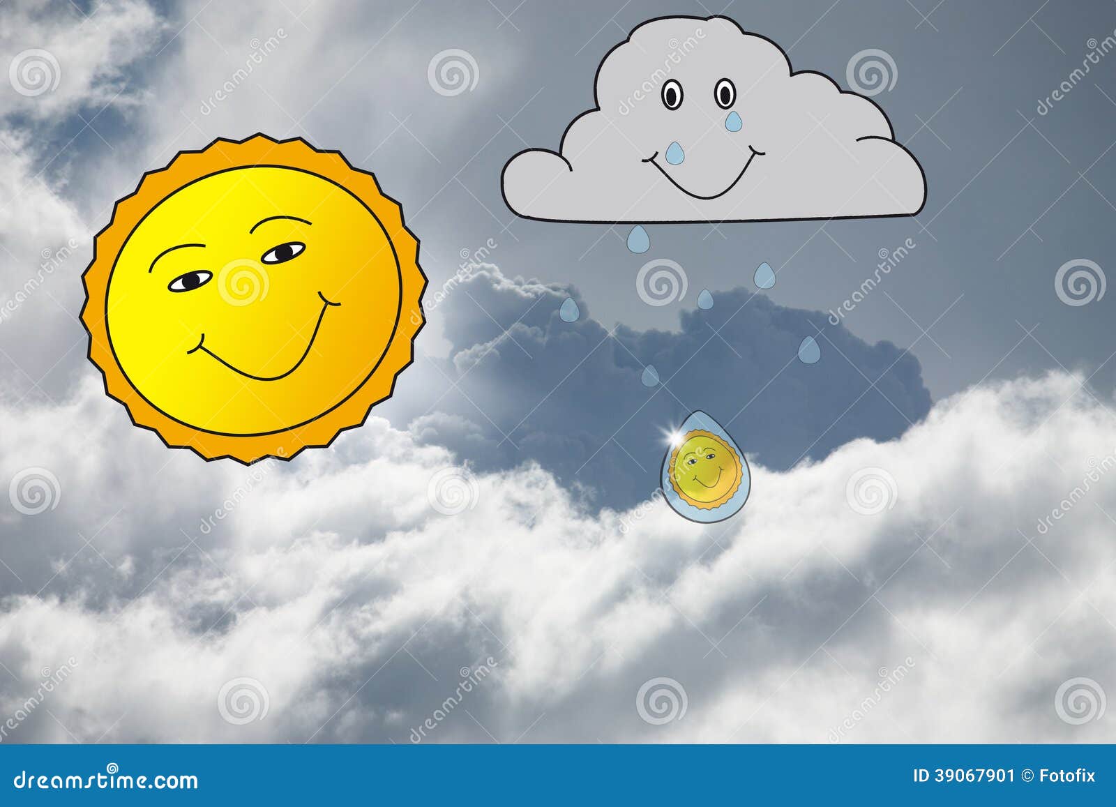 Luz do sol e chuva ilustração stock. Ilustração de ensolarado - 39067901