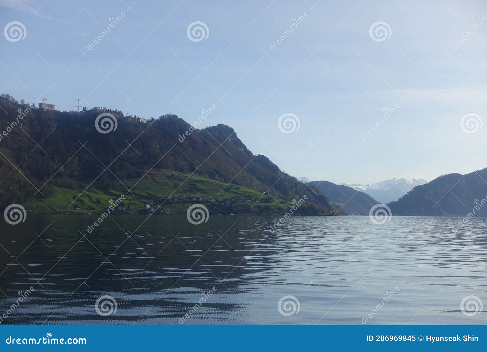 Luzern Lake and Swiss Alps Landscape View Stock Image - Image of sunny ...