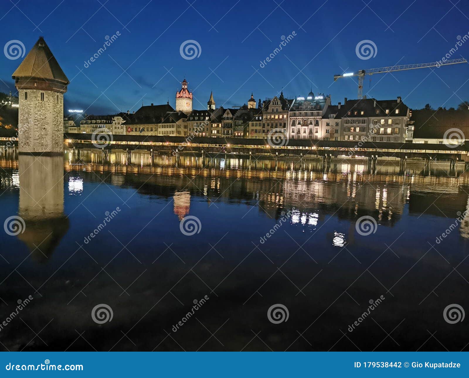 Luzern at night stock photo. Image of city, dawn, downtown - 179538442