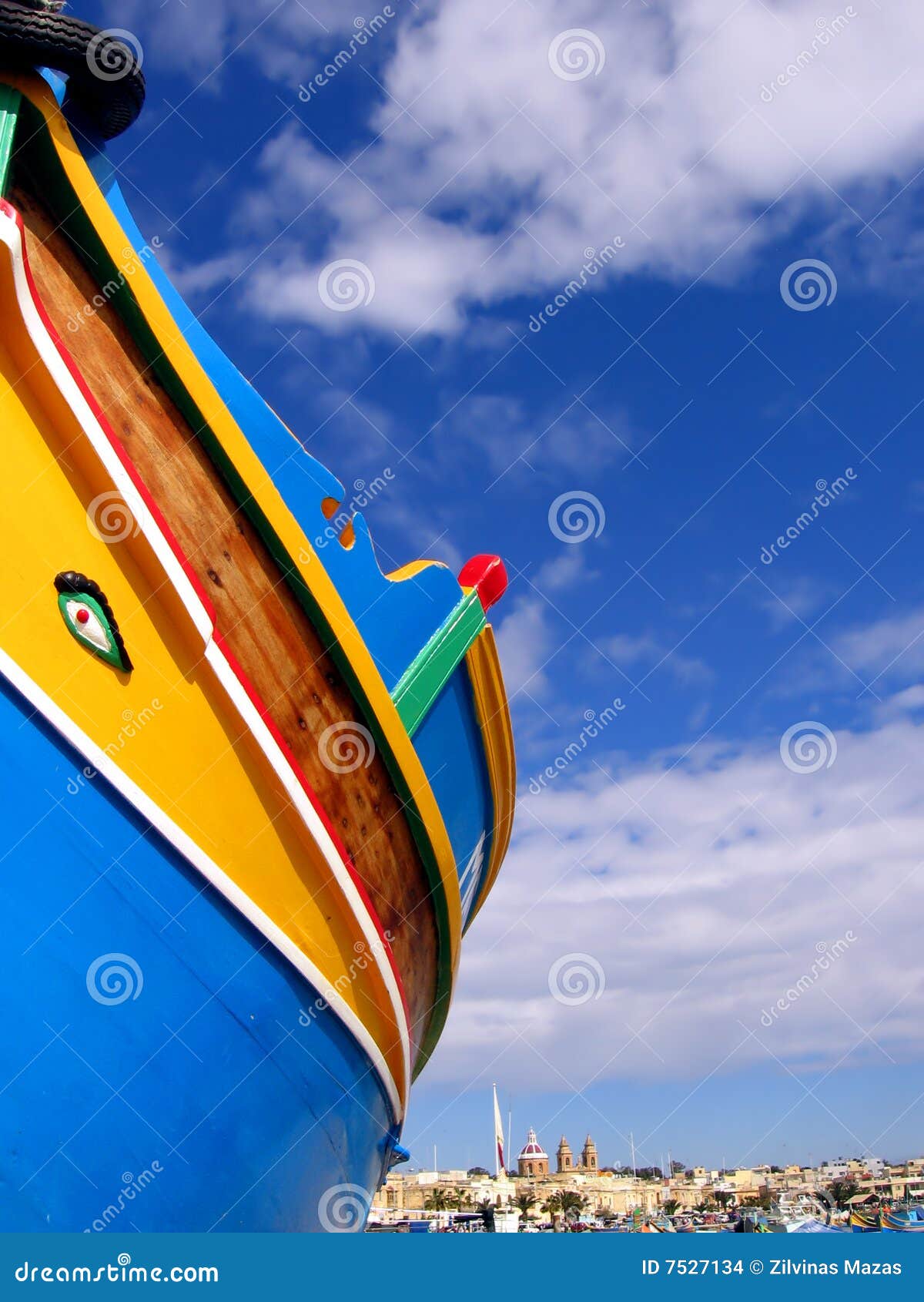 Luzzu. stock photo. Image of marsaxlokk, ship, maltese - 7527134