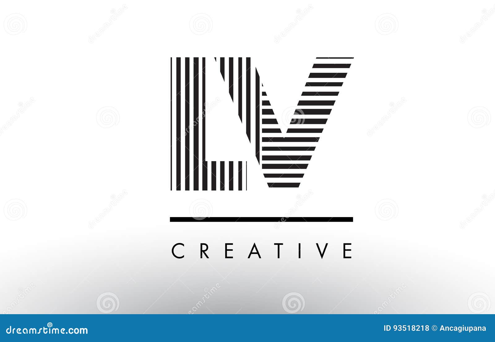 LV L V Black And White Lines Letter Logo Design. Vector Illustration ...