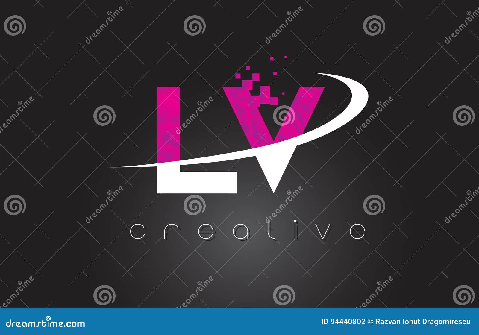 LV L V Creative Letters Design with White Pink Colors Stock Vector ...