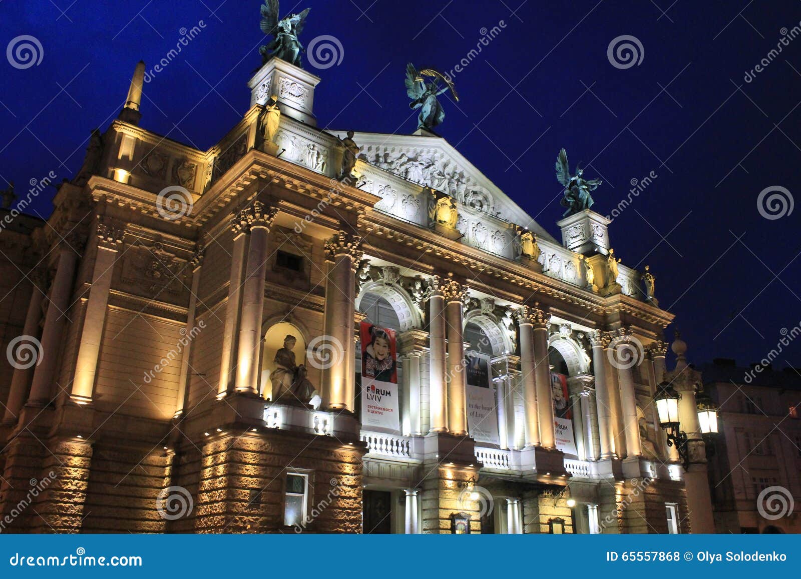 Lviv Opera House stock photo. Image of building, lighting - 65557868