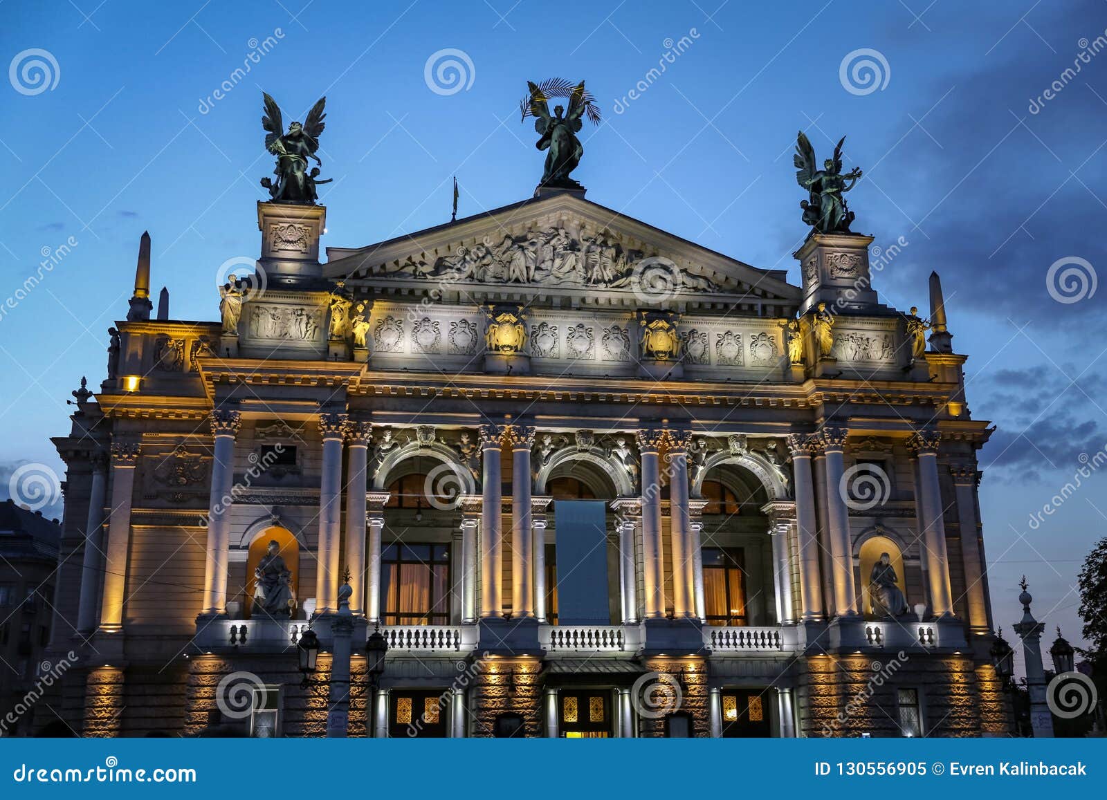 Lviv Opera House in Ukraine Stock Image - Image of ukraine, sunset ...