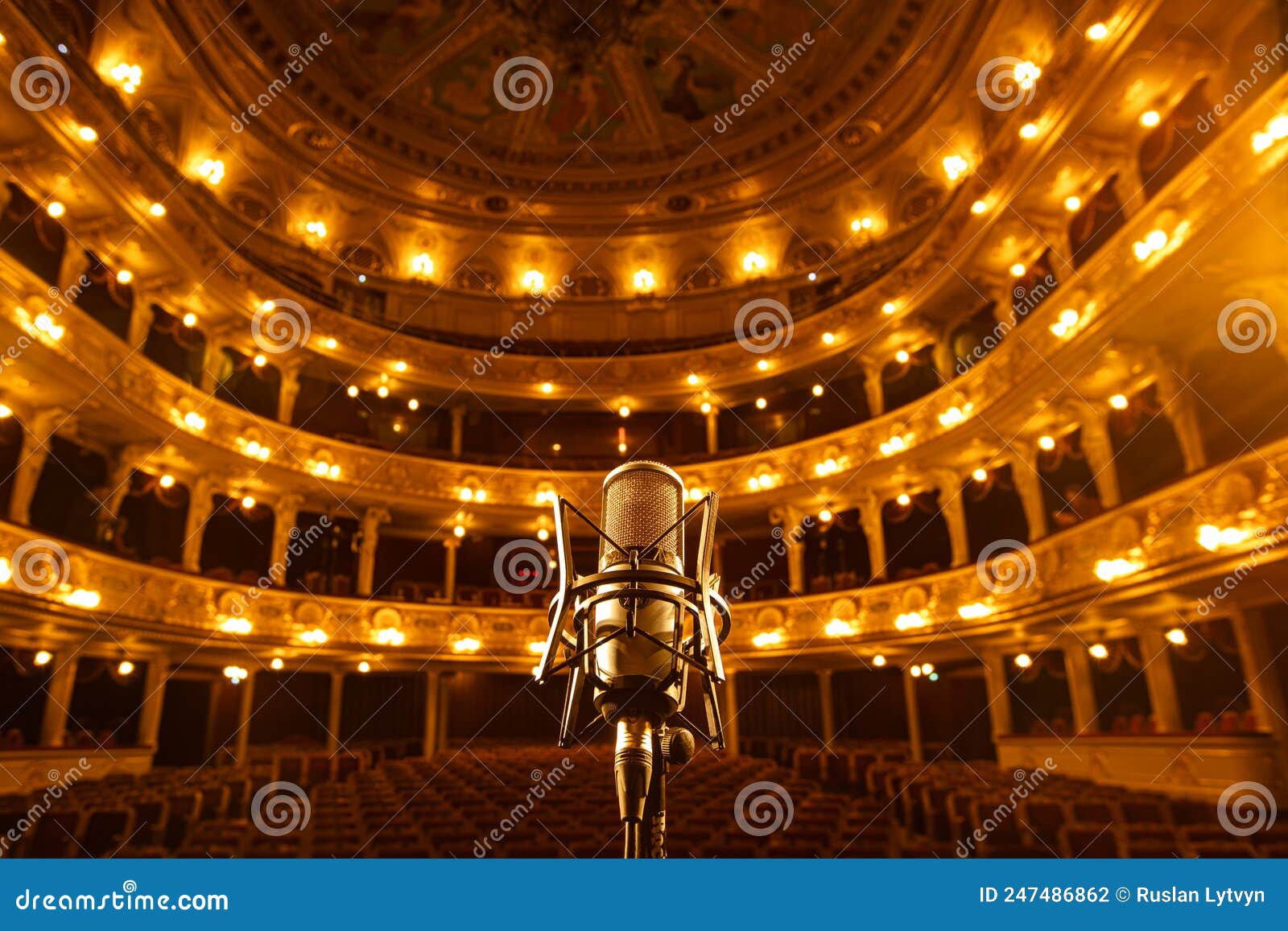 Closeup of Microphone on Lviv Opera House Interior Editorial ...