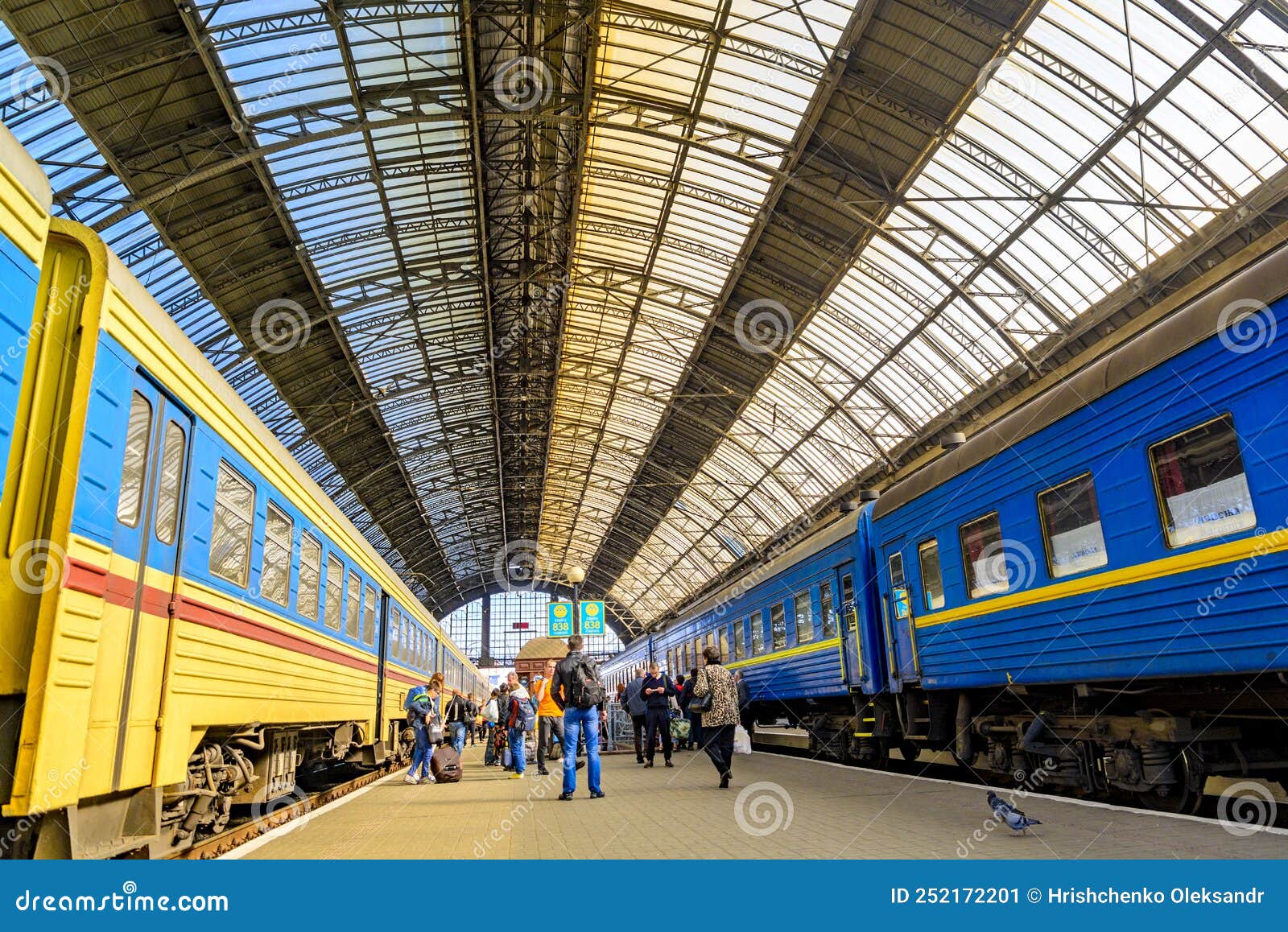 Lviv, Ukraine - September 29, 2016:Trains at the Lviv Railway Station ...