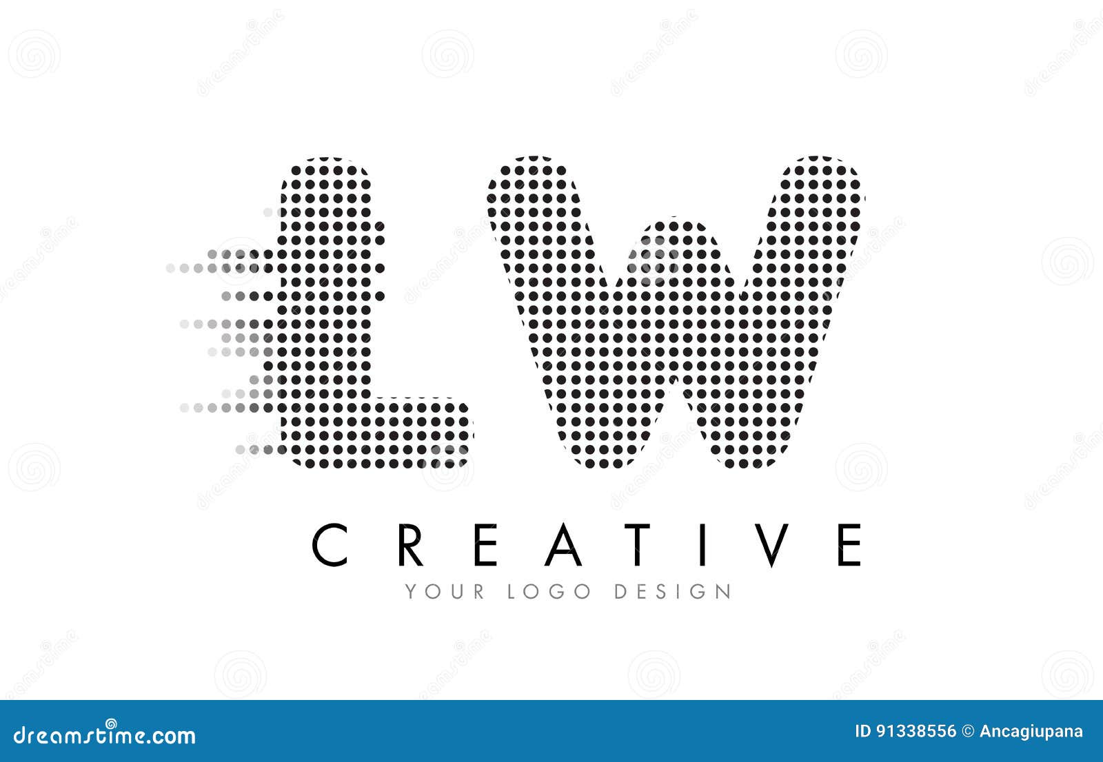 LW L W Letter Logo with Black Dots and Trails. Stock Vector ...