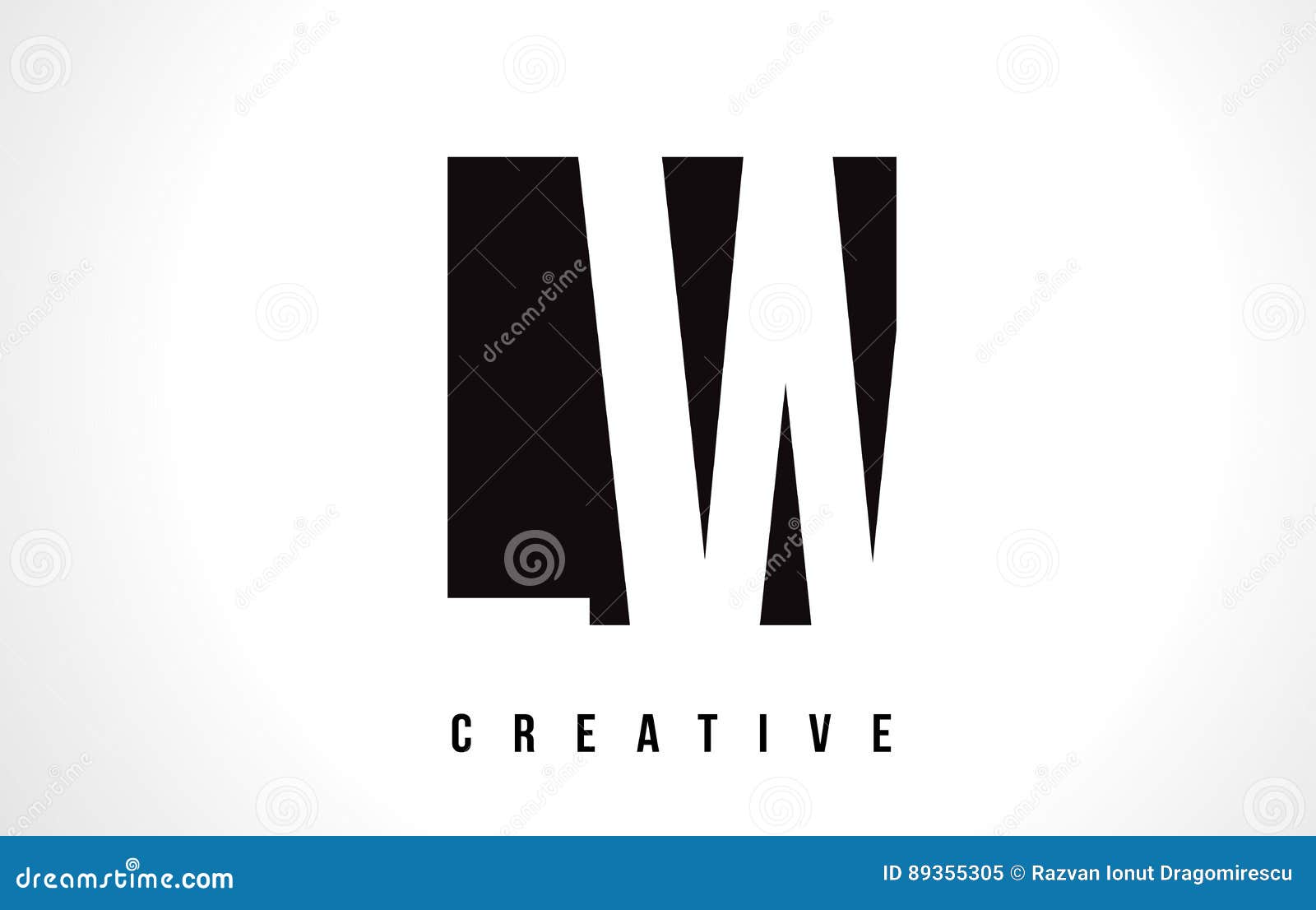 LW L W White Letter Logo Design with Black Square. Stock Vector ...