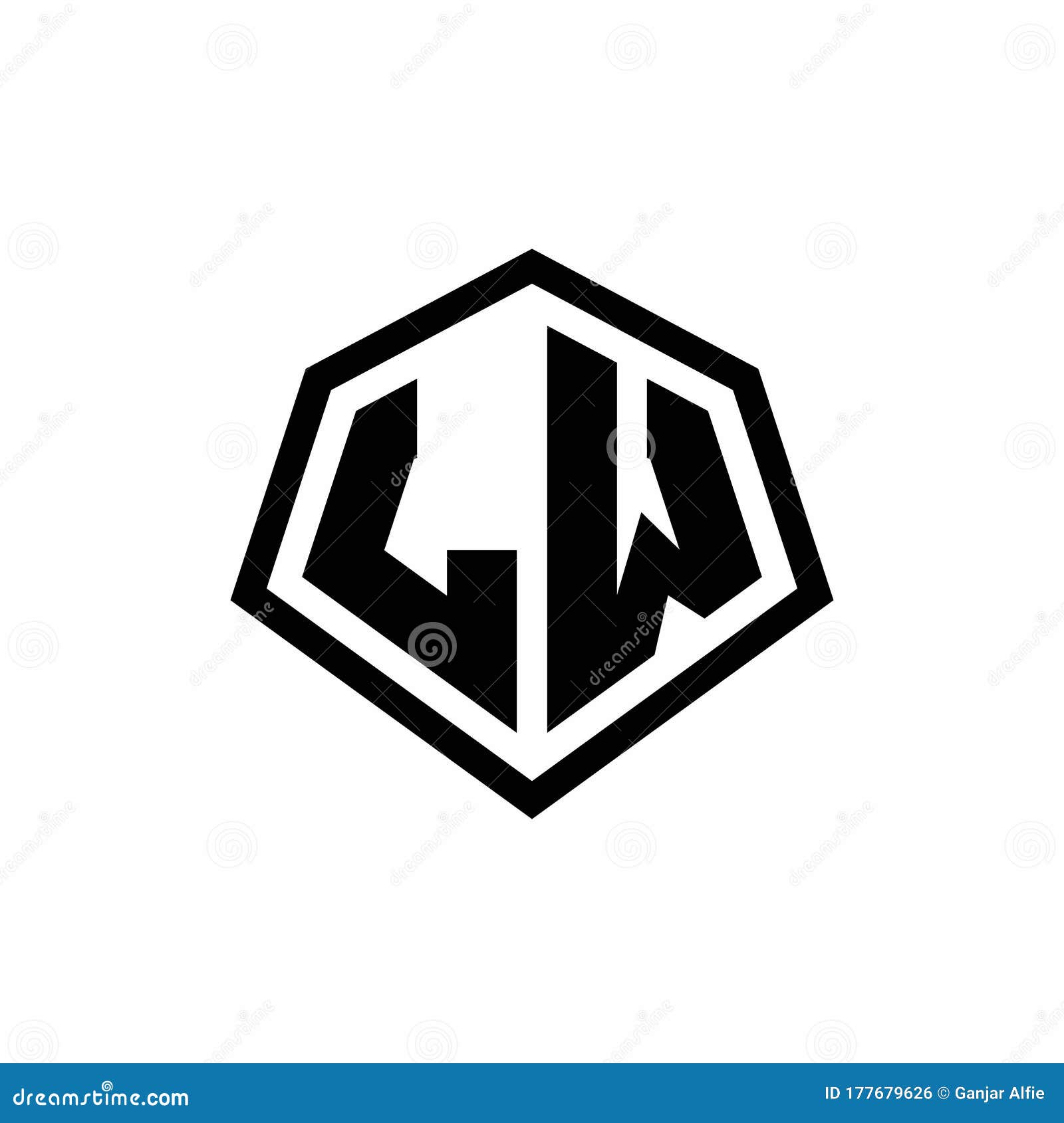 LW Monogram Logo with Hexagon Shape and Line Rounded Style Design ...