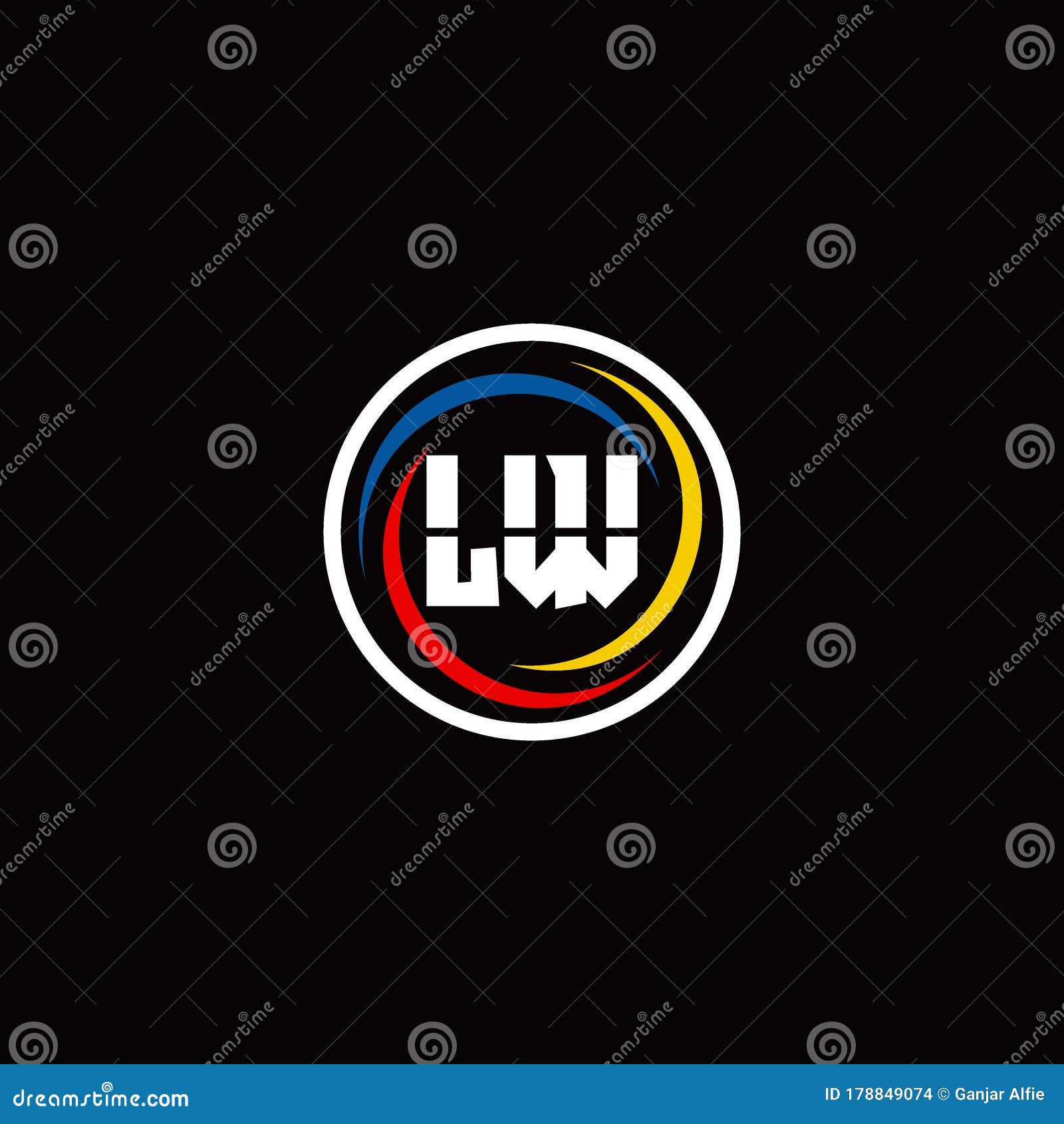 LW Monogram Logo Isolated on Circle Shape with 3 Slash Colors Rounded ...