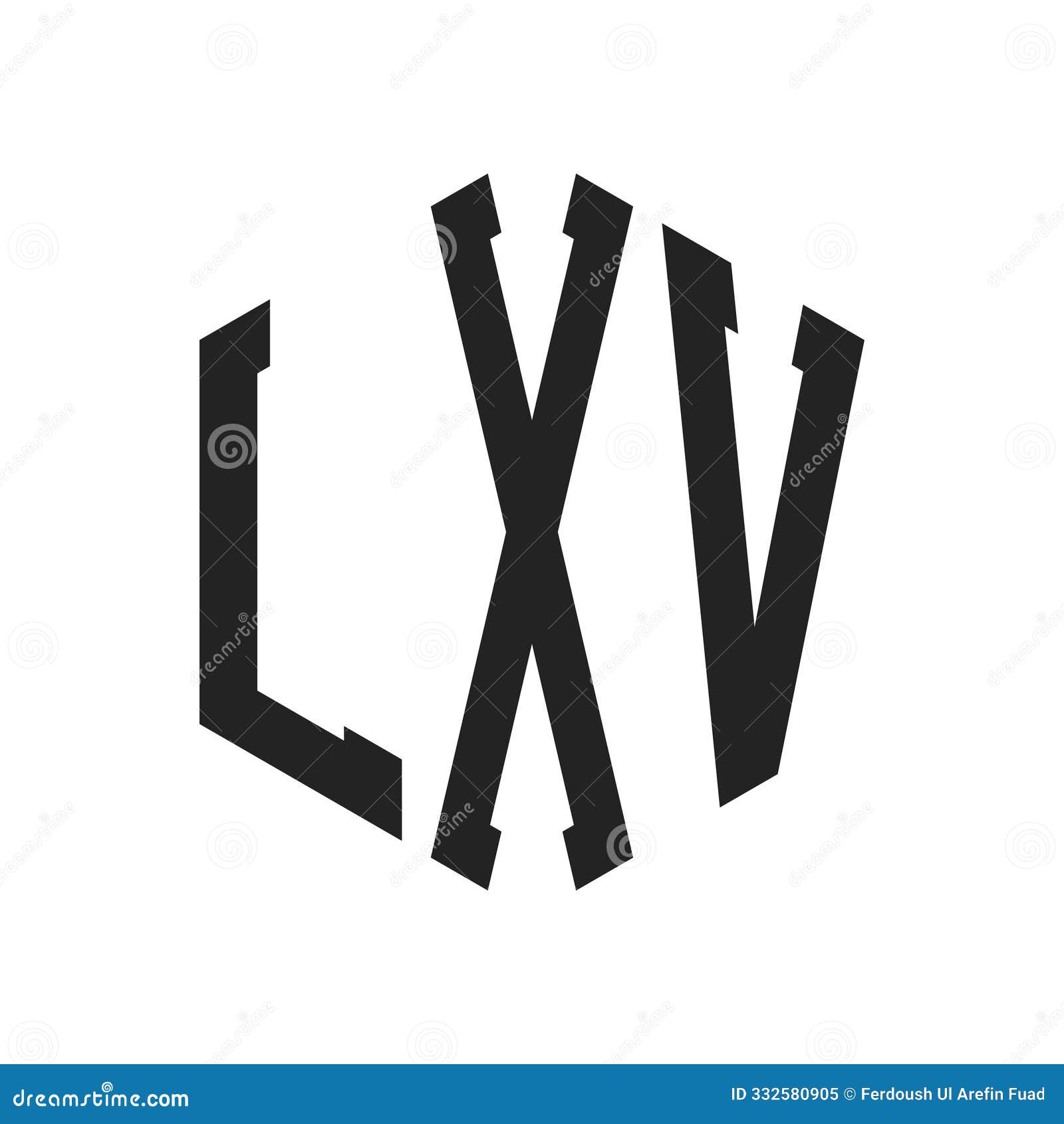 LXV Logo Design. Initial Letter LXV Monogram Logo Using Hexagon Shape ...