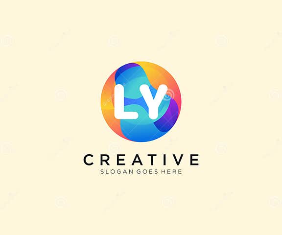 LY Initial Logo with Colorful Circle Template Vector Stock Vector ...
