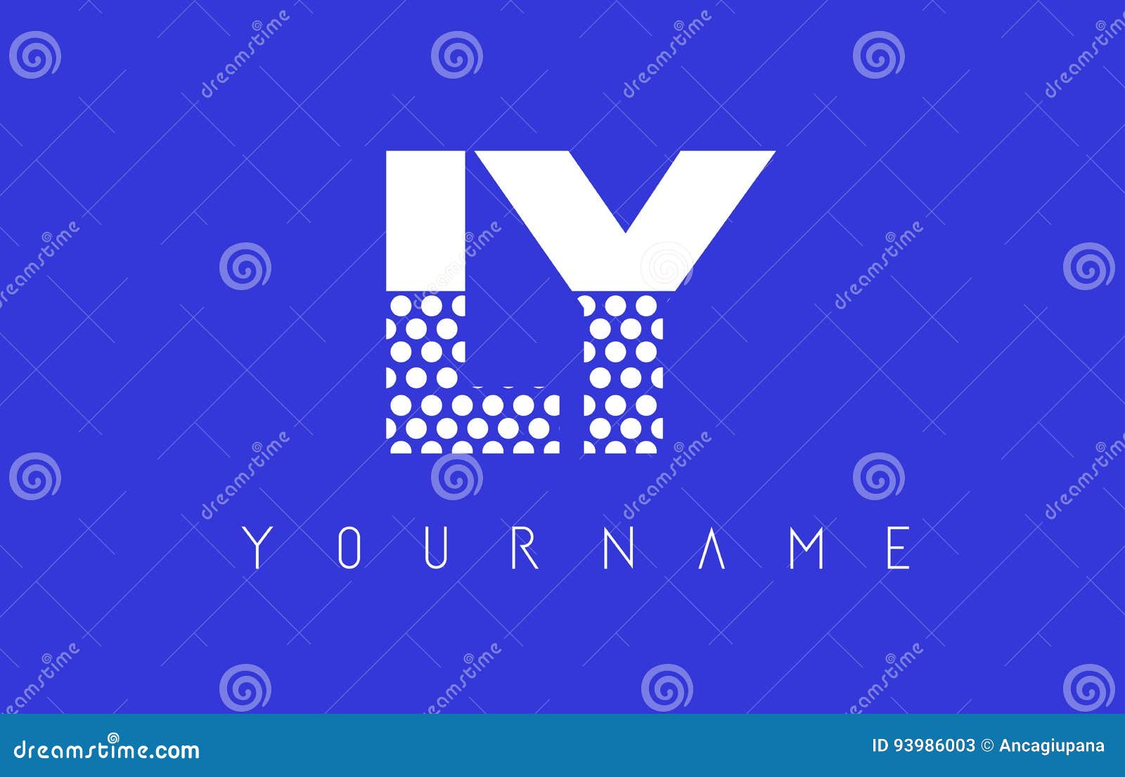 LY L Y Dotted Letter Logo Design with Blue Background. Stock Vector ...