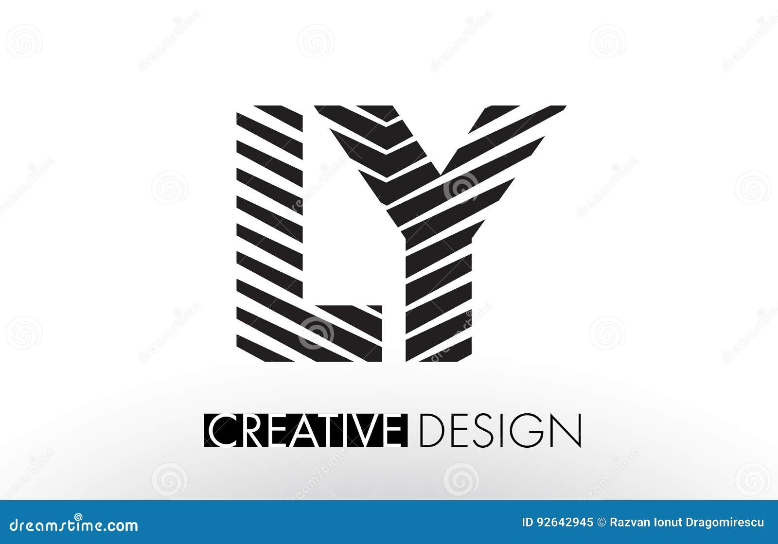 LY L Y Lines Letter Design with Creative Elegant Zebra Stock Vector ...