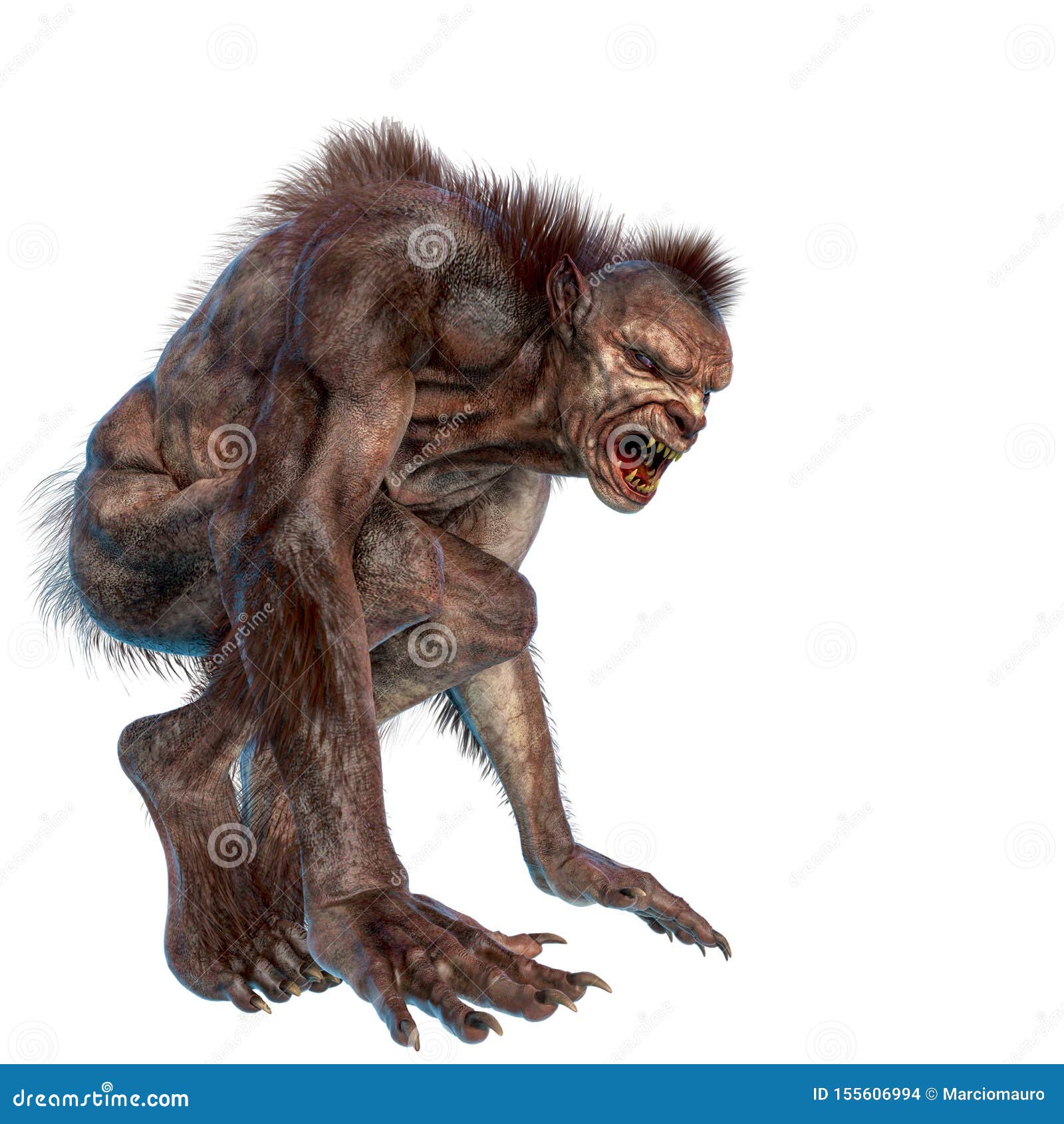 Lycan Monster is in Wait Pose in a White Background Stock Illustration ...