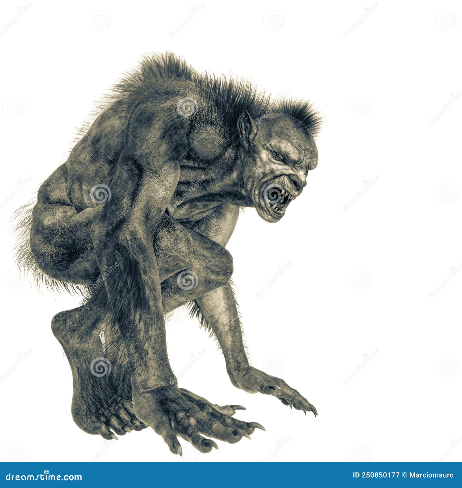 Lycan Monster is in Wait Pose in a White Background Stock Illustration ...
