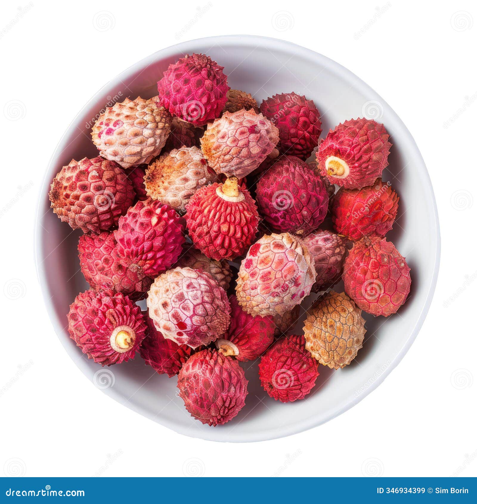 Lychee in a Bowl Top View Isolate on Transparency Stock Illustration ...
