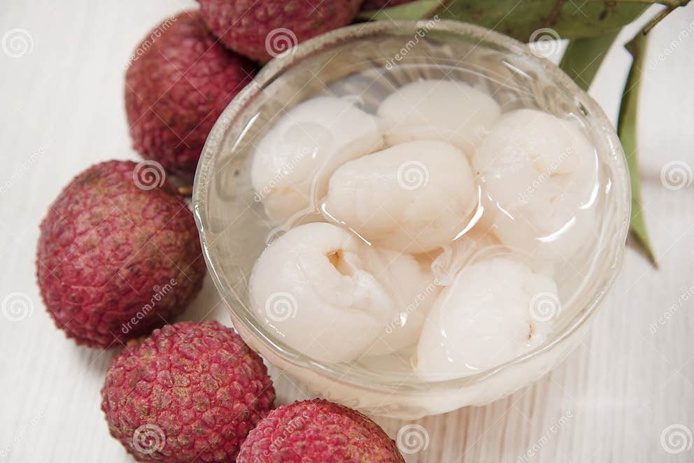 Lychee Casing in the Cup and Fruit. Stock Photo - Image of health ...