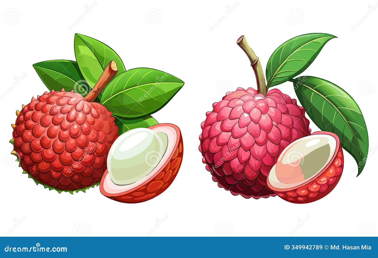 Lychee 3d Vector Sticker Design Stock Illustration - Illustration of ...
