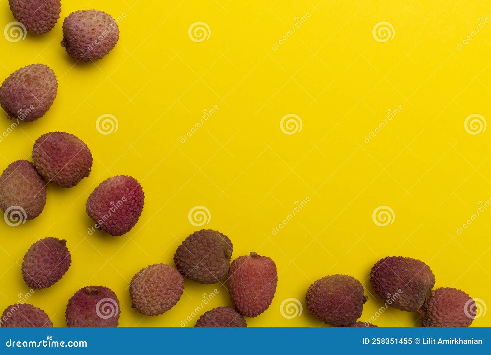 Lychee Fruit on Color Background. Top View, Flat Lay Stock Image ...
