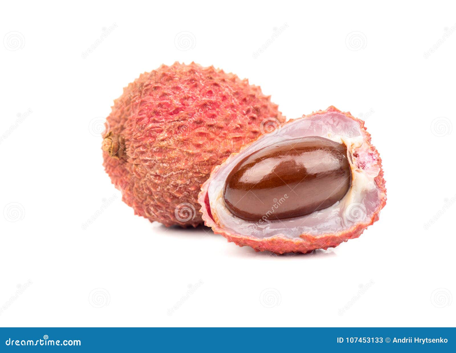 Lychee fruit with half stock image. Image of exotic - 107453133