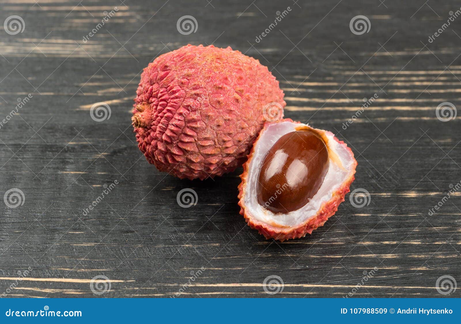 Lychee fruit with half stock image. Image of closeup - 107988509