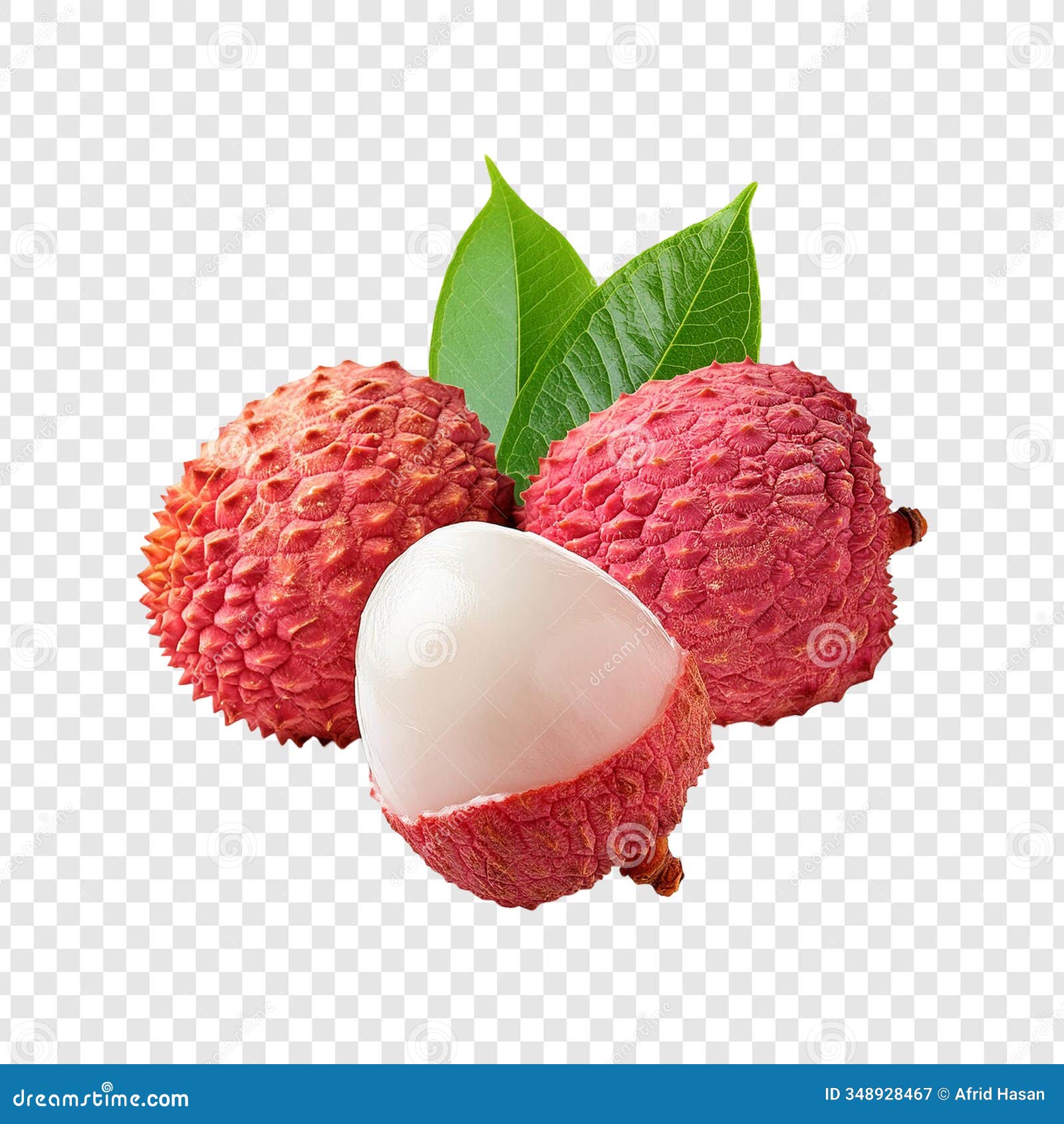 Lychee Fruit with Slice on Transparent Background Stock Illustration ...