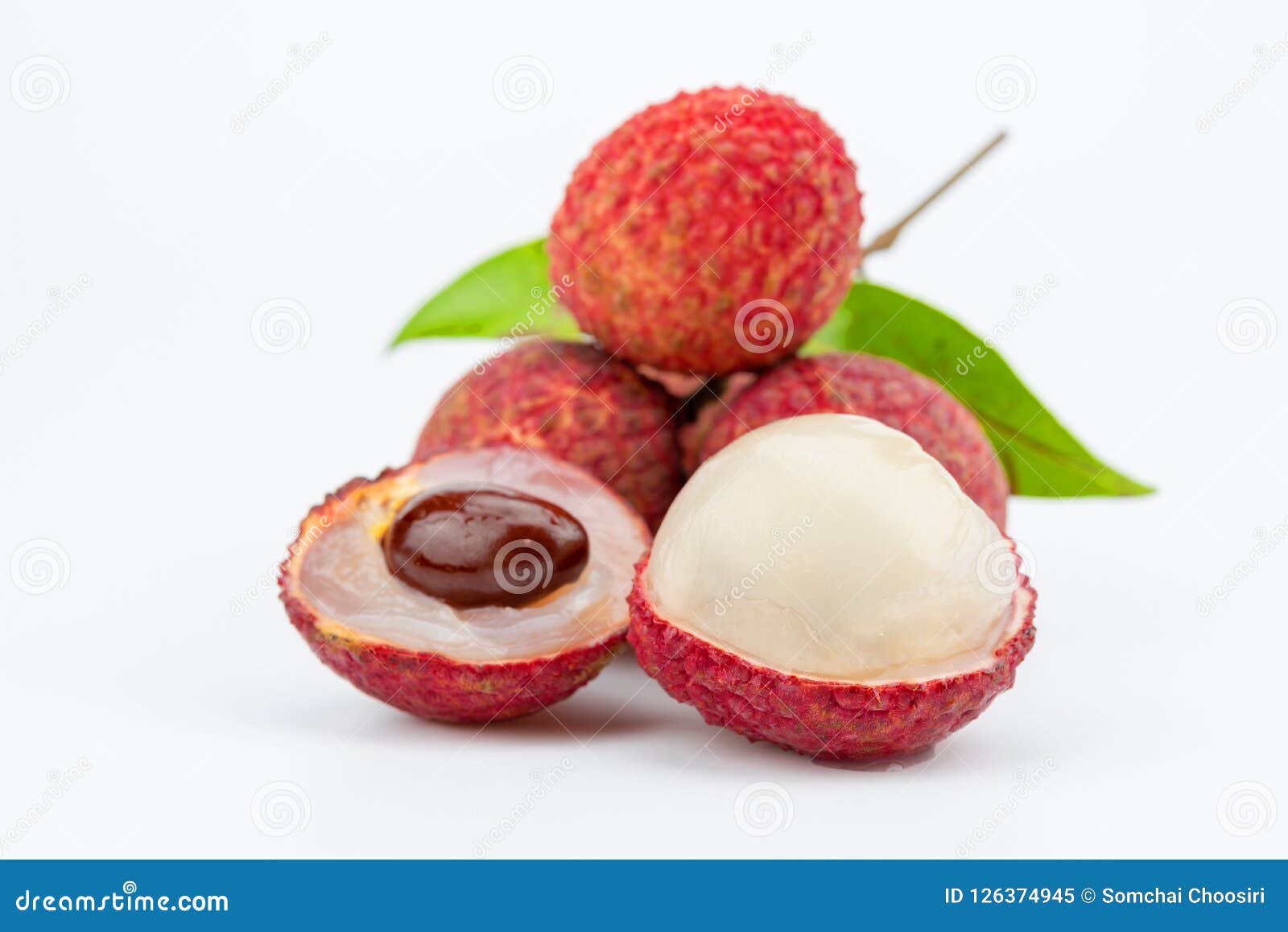 Lychee Fruit on White Background Stock Image - Image of leechee ...